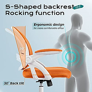 KERDOM Office Chair, Ergonomic Desk Chair, Mesh Computer Chair Height Adjustable, Comfy Swivel Task Chair with Wheels and Flip-up Arms
