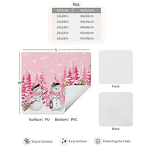 Coffee Mat for Counter,Christmas Snowman Xmas Tree Winter Snowflake Pink Absorbent Hide Stain Coffee Bar Mat,Non-slip Coffee Bar Accessories Kitchen Drying Mat Fit Under Coffee Maker Espresso Machine