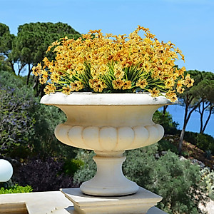 Vebroert Artificial Flowers, 12 Bundles Outdoor Fake Flowers UV Resistant Silk Flowers Greenery Decor, No Fade Plastic Faux Plants for Window Boxes Garden Porch Wedding Decoration, Yellow