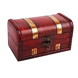 WaaHome Pirate Treasure Boxes Small Wood Treasure Chest Keepsake Box For Kids Gift,Home Decorations (5.5''X3.2''X3.2'')