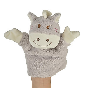 Qaba Kids Ride-On Rocking Horse Toy, Rocker with Lullaby Song, Hand Puppets & Soft Plush Fabric for Children 18-36 Months, Gray