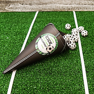 Kick Out of You Soccer-Themed Valentine Party Favor Sticker Labels, 40 2" Party Circle Stickers by AmandaCreation, Great for Classroom Valentines, Envelope Seals, Gifts & Treats