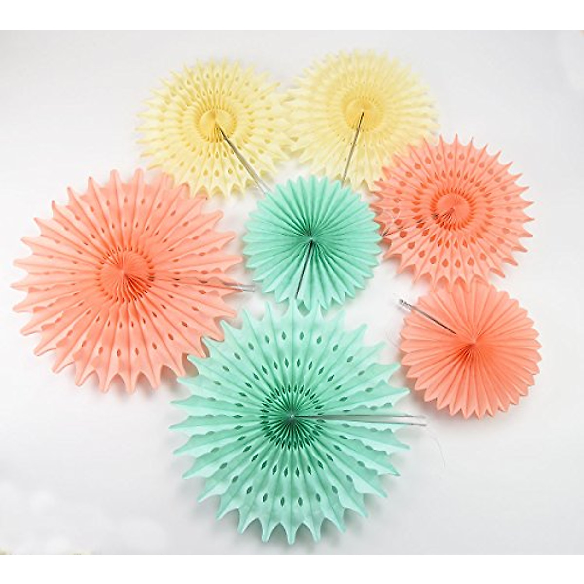 Furuix Mint Peach Baby Shower Decorations Mint Cream Peach Tissue Paper Fans Mint Peach Birthday Decorations Wedding Gender Reveal Bridal Shower Bachelorette Decorations Mint Green Peach Party Decor