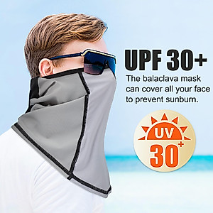 Beehow Cooling Balaclava Sun Face Mask Men Cycling Fishing Gear UV Protection Lightweight Hood Breathable Full Head Mask Bee Face Cover for The Sun (US, Alpha, One Size, Grey)