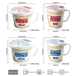 Hanghaijia Instant Noodle Bowl Ceramic with Cover, Creative Ramen Soup Bowl Mug Cover Student Lunch Box Bowl (Color : Red, Size : S)