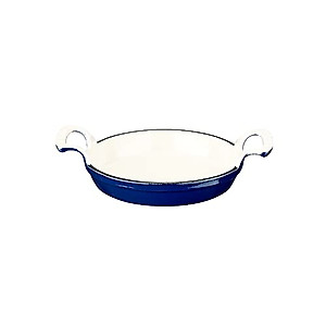 Lava Enameled Cast Iron Mini Ceramic Frying Pan - 6.3 inch Round, Oven Safe Small Cast Iron Skillet with White Ceramic Enamel Coated Interior, Baby Collection (Blue)