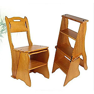 XHALERY Step Stool Chairs Seats Back Stairs Stool Fold Shelf, Folding Ladder 3 Steps Stool for Adults Multifunction Folding Chair Maximum Load Closet Step Stools for Bedroom Closet 150kg