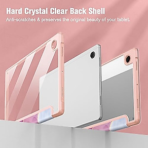 Fintie Hybrid Slim Case for Samsung Galaxy Tab A8 10.5 Inch 2022 Model (SM-X200/X205/X207), Shockproof Cover with Clear Transparent Back Shell, Auto Wake/Sleep, Glittering Marble