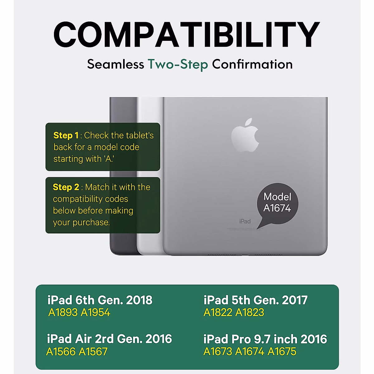 GreenLaw Keyboard case for iPad 9.7 inch, iPad 6th Gen (2018), iPad 5th Gen (2017), iPad Air 2 (2014), 7 Color Backlit, Support 2 BT Devices, Touchpad Keyboard iPad Pro 9.7, Black