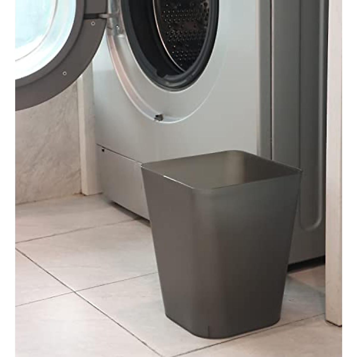 SAROSORA Trash Can 1.6 Gallon 3-Pack Small Trash Basket Mini Garbage Can for Office, Kitchen, Livingroom, Bathroom, Bedroom (Transparent Black, 3)