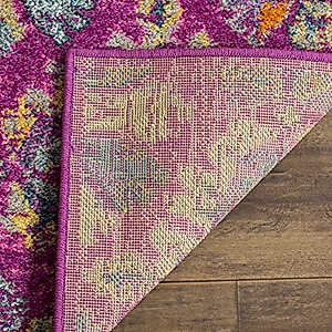 SAFAVIEH Madison Collection 3' x 5' Fuchsia/Blue MAD144F Boho Chic Damask Non-Shedding Living Room Bedroom Accent Rug