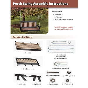 ECOMMERSIFY INC Poly Lumber Mission Porch Swing Everlasting PolyTuf HDPE- Amish Crafted - Made in USA - Solid Color (4FT, White)