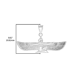 Bold .925 Sterling Silver Egyptian Winged Goddess Isis Charm Pendant