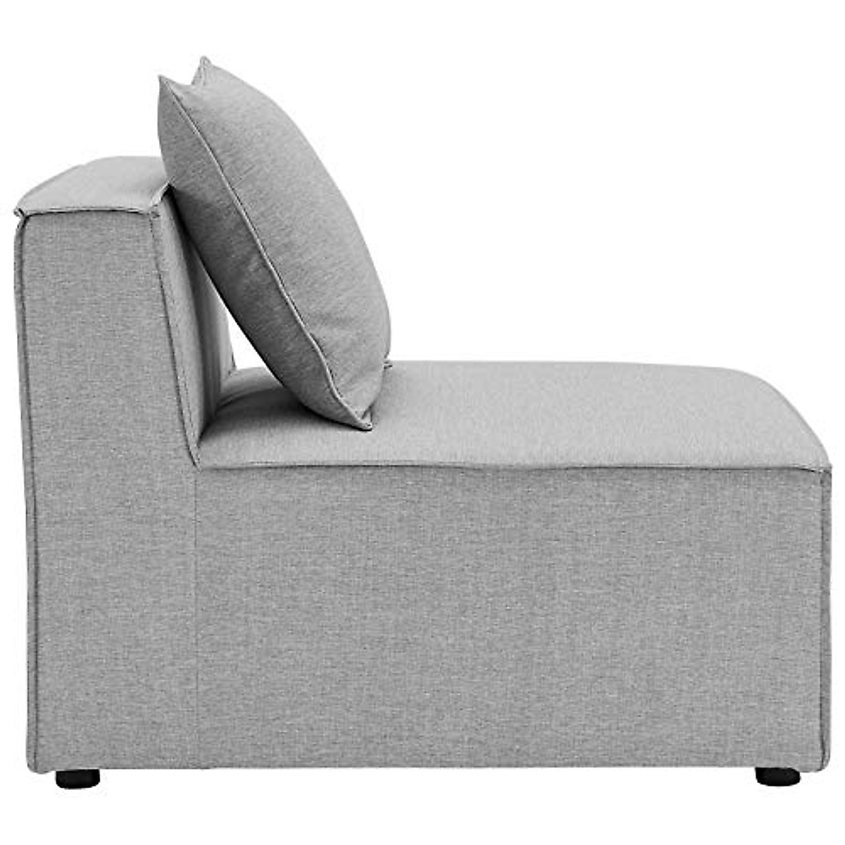 Modway Saybrook Outdoor Patio Upholstered Sectional Sofa Armless Chair in Gray