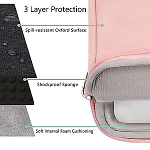 V Voova Laptop Sleeve Carrying Case 13 13.6 Inch for MacBook Air 13 M3/M2/M1 2020-2024, MacBook Pro 13, IPad Pro 12.9, Waterproof Slim Computer Cover Bag with Handle for Women, Sakura Pink