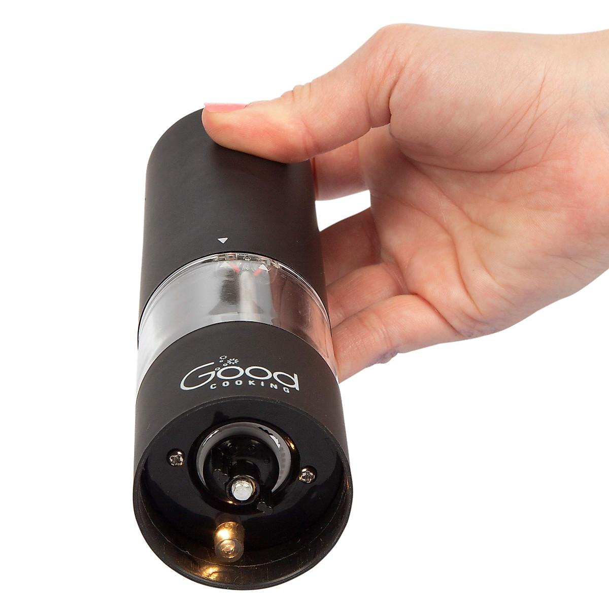 Electric Pepper Grinder and Salt Mill (2 Pack)- Battery Operated One-Handed Spice Dispenser w LED Light & Adjustable Coarseness- Matte Black, Batteries Included