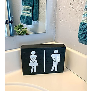 Sukha Home Funny Bathroom Signs - Cute Unisex Restroom Sign, Wooden Farmhouse Bathroom Wall Decor for Shelf or Wall Art, Home Decor Bathroom Accents