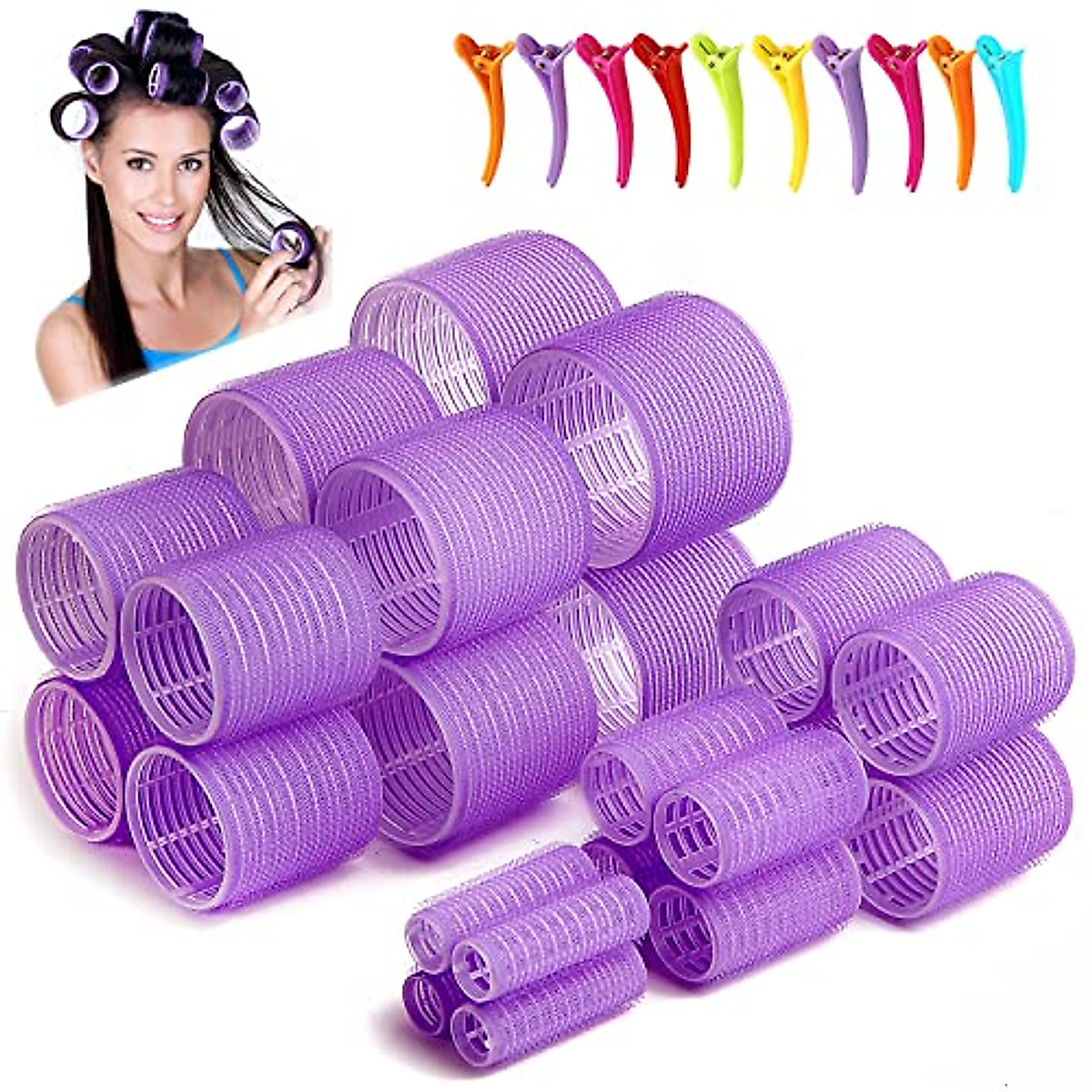 Hair Roller Jumbo Size sets Self Grip Salon Hair Curlers Large Hair Rollers 3 Inch 6 Size 24 Pack