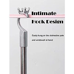 Closet Hanger Reacher Pole with Aluminum Alloy U-shaped Fork Head 56" Adjustable Extend Hook Pole for Closet Rod, Shelf Pole, Ceiling Pole