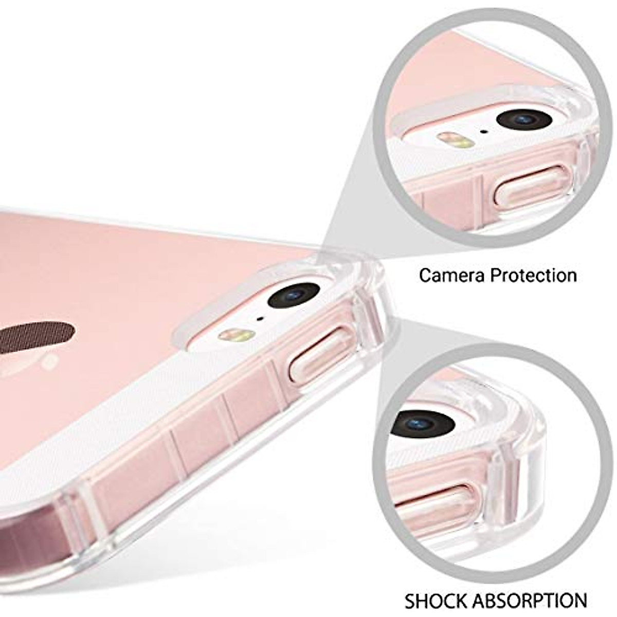 ULAK iPhone SE Case Clear (2016 Edition), iPhone 5s case, iPhone 5 case, Clear Slim Fit 5/5S/SE Case with Transparent Flexible Soft TPU Bumper Shock-Absorption Cover -Retail Packaging - HD Clear