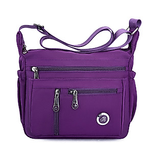 Fabuxry Purses and Shoulder Handbags for Women Crossbody Bag Messenger Bags (Large-Purple)