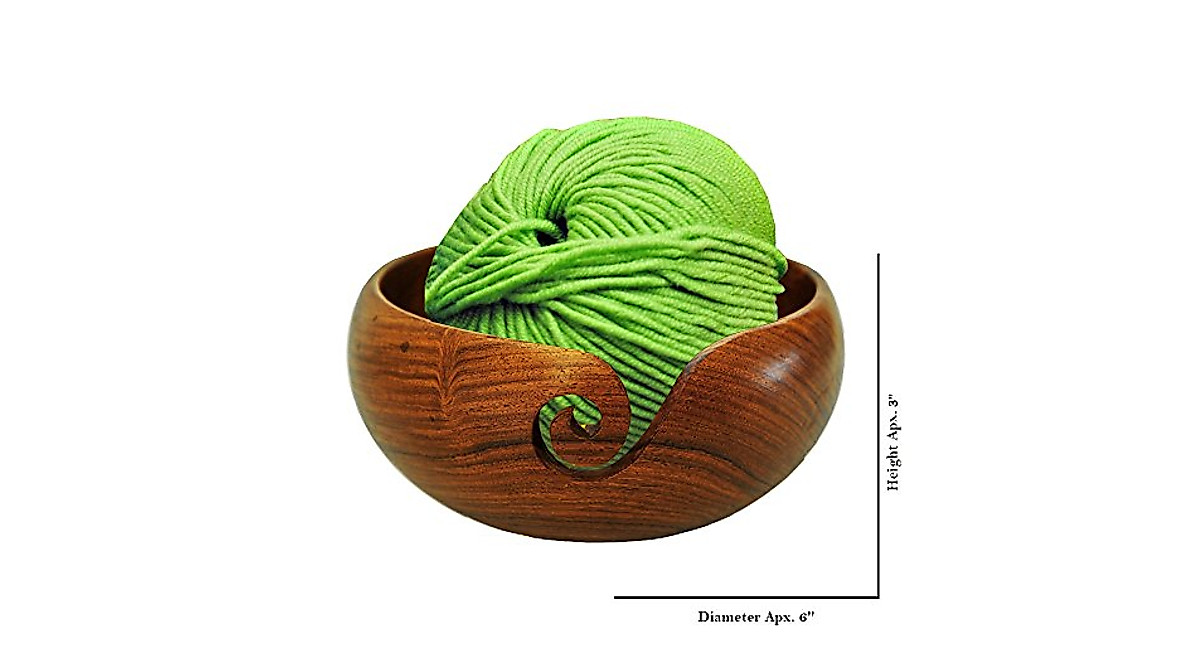 Handmade Sheesham Wood Yarn Bowl for Knitting & Crocheting