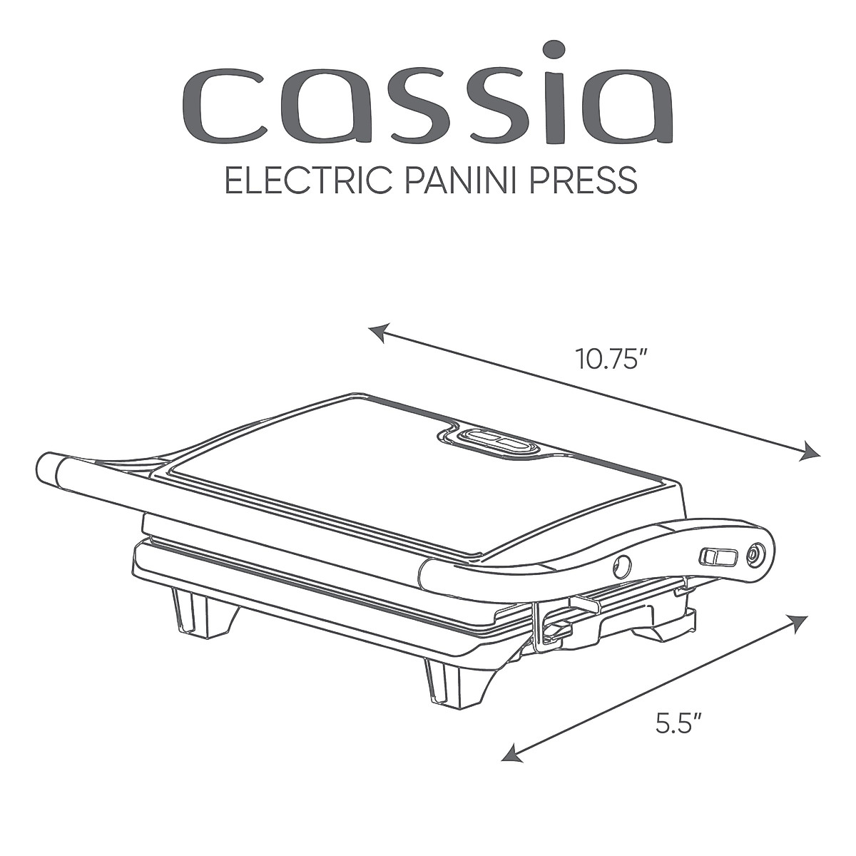 Cassia Panini Maker - 750 Watt 2-Slice Press Grill with Indicator Lights | Opens 180 Degrees | Double Sided Heating | Non-stick Cooking | Cool Touch Handle | Easy to Clean, Cream