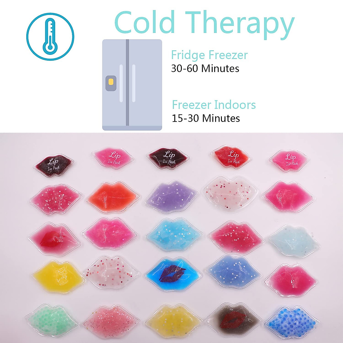 Lip Ice Pack for Cosmetic (20 Pack) Small Ice Pack for Lip Filler, Mini Ice Pack Cold Use for Lip Keep Lipstick from Fading, Heat Use for Makeup Remover, Gift for Girl Woman (Yellow + red）