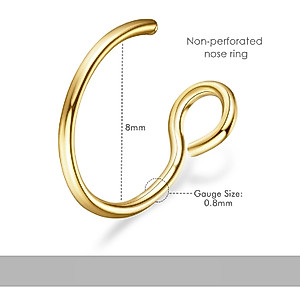 GIULIA LEONI 14K Gold Nose Ring Hoop for Women, 20G Nose Piercing Jewelry, Stainless & Hypoallergenic Nose Rings (gold)