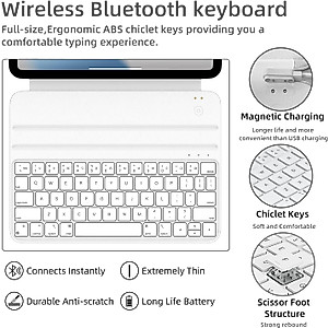 HOU keyboard Case for iPad 10th Generation/iPad 11th Generation 11 inch A16 2025 – Smart Folio, Ultra Slim, Magnetic Charging, Adjustable Angle