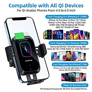 enomol Wireless Car Charger CD Slot Phone Mount, Auto-Clamping 15W Qi Fast Charging Infrared Smart Sensor Air Vent Cell Phone Holder,Compatible with iPhone 13 Pro Max 12 11 X 8,Samsung S21 S20 S10 S9