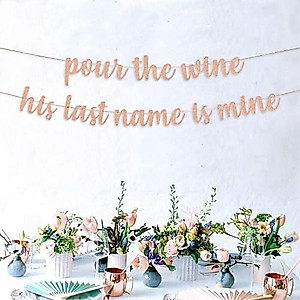 Party101 Rose Gold Glitter Banner - Bridal Shower Decorations - Bachelorette Party Decorations Favors & Supplies - Wedding Shower Decorations - Engagement Brunch Bridal Shower Decor (Pre-strung Signs)