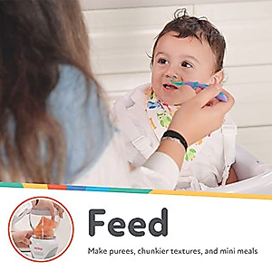 Nuby Mighty Blender with Cookbook - 22-Piece Baby Food Maker Set for Different Baby Weaning Stages - Cool Gray Design