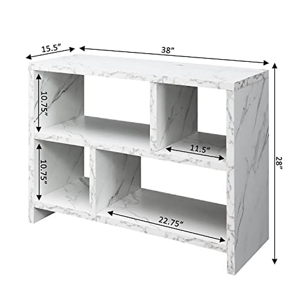 Convenience Concepts Northfield Console 3-Tier Bookcase, White Faux Marble