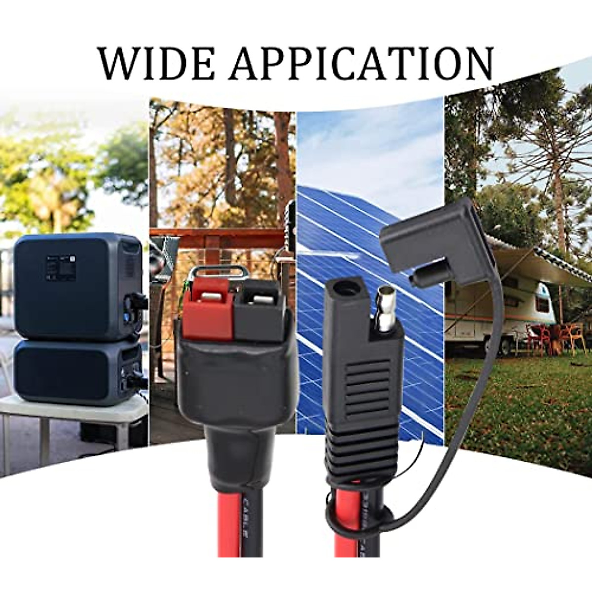 HCFeng 12AWG SAE to an-der-Son Cable Solar to SAE Extension Adapter with 1 SAE Polarity Reverse Solar Power Connector Kits for Go-al/Ze-ro Ye-ti/Su-ao-ki/Solar Generator [2Ft/60cm]