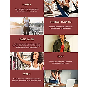 TELALEO 5-Pack Women's Workout Tank Tops, Athletic Racerback, Compression Dry Fit - Black/Grey/White/Red/Pink M