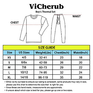 ViCherub Thermal Underwear Set for Boys Long Johns Fleece Lined Kids Base Layer Thermals Sets Boy Grey M