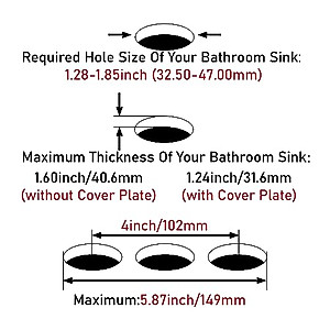 WOEN-FLOW Brushed Nickel Bathroom Faucet Sink Faucets Vanity Vessel Faucet & Deck Plate 1 or 3 Hole Washroom Taps Lavatory Faucet Stainless Steel cUPC Certified Single Hole Handle