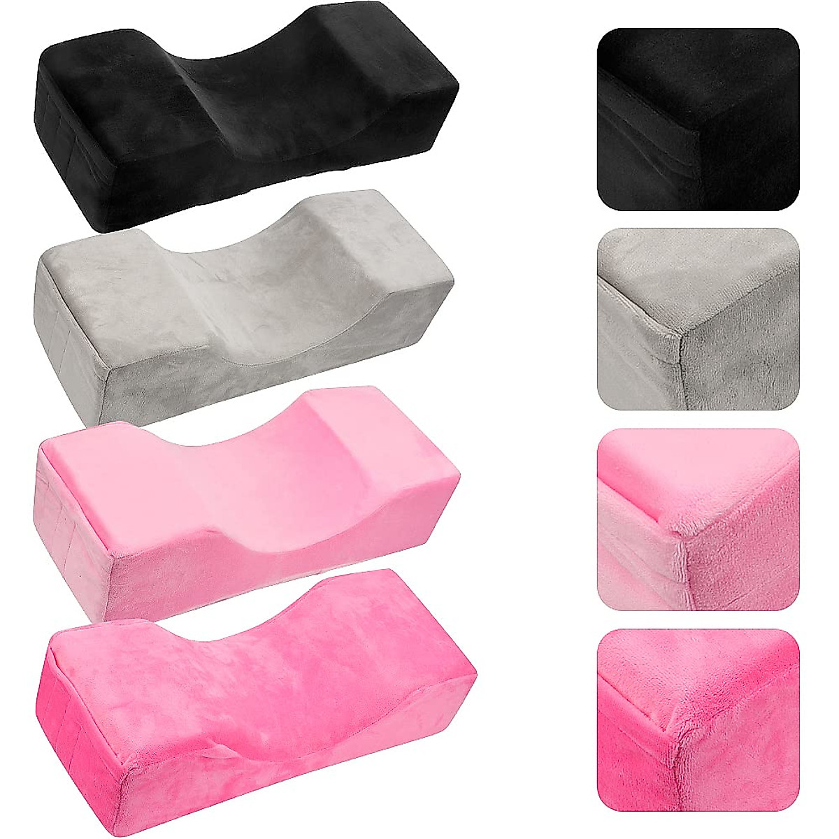 Mekupeu Eyelash Extension Velvet Lash Pillow Beauty Salon Memory Foam Neck Pillow for Lash Extension Grafting Make Up (Black)