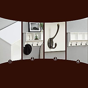 PIBM Stylish Simplicity Shelf Wall Mounted Floating Rack Wooden Wooden Storage Shelves Collection 4 Hooks/ 5 Hooks,2 Colors Avaliable, White , 85X35X18cm
