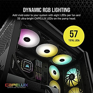 H170i ELITE CAPELLIX Liquid CPU Cooler - 33 Dynamic RGB LEDs - 140mm Fans - 420mm Radiator - COMMANDER CORE Smart Lighting Controller - CORSAIR iCUE Software Compatible - Zero RPM Fan