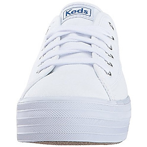 Keds Women's Triple Kick Canvas Fashion Sneaker, White, 9 M US