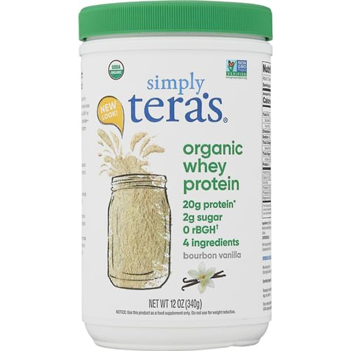 Simply Tera's Organic Whey Protein Bourbon Vanilla, 12 OZ