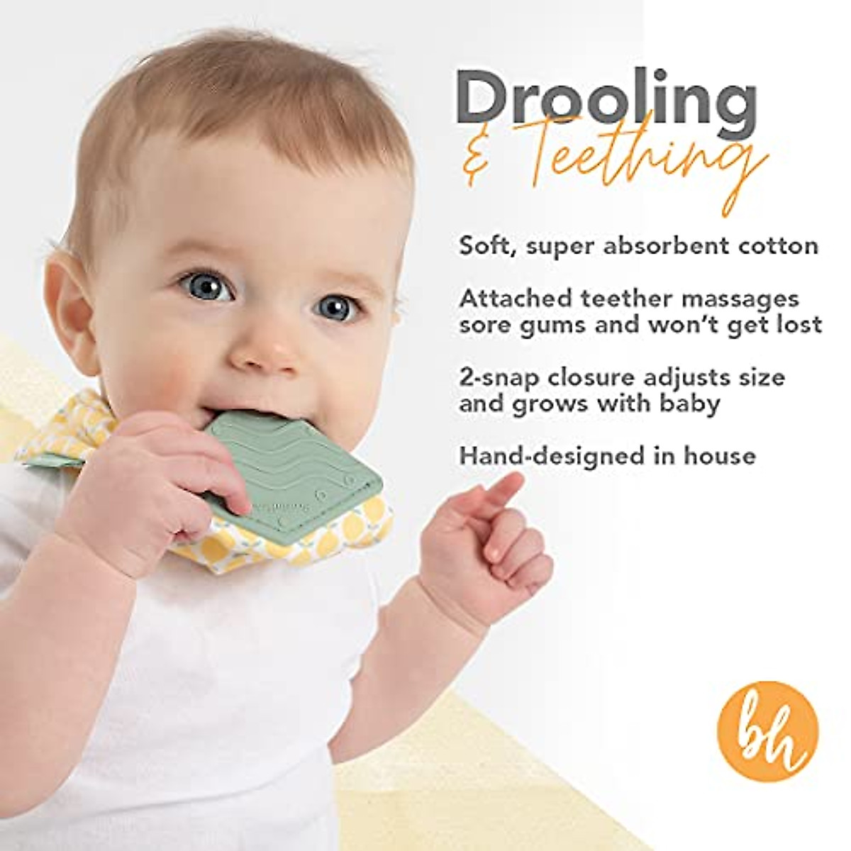 BooginHead Cotton Baby Bandana Teething Bib 2-Pack, Pink Hearts