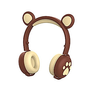 Dengofng Bear Ear Headphones ABS Noise Cancelling Bear Shaped Over Ear LED Light Up Bluetooth Headphone Cute Bear Ear Wired Girls Headphones