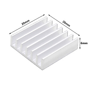 20pcs Aluminum Heatsink 20x20x6mm / 0.79x0.79x0.24 inches with Thermal Conductive Adhesive Tape for Electronic Chip MOS IC Diode Triode Cooling Heat Dissipation