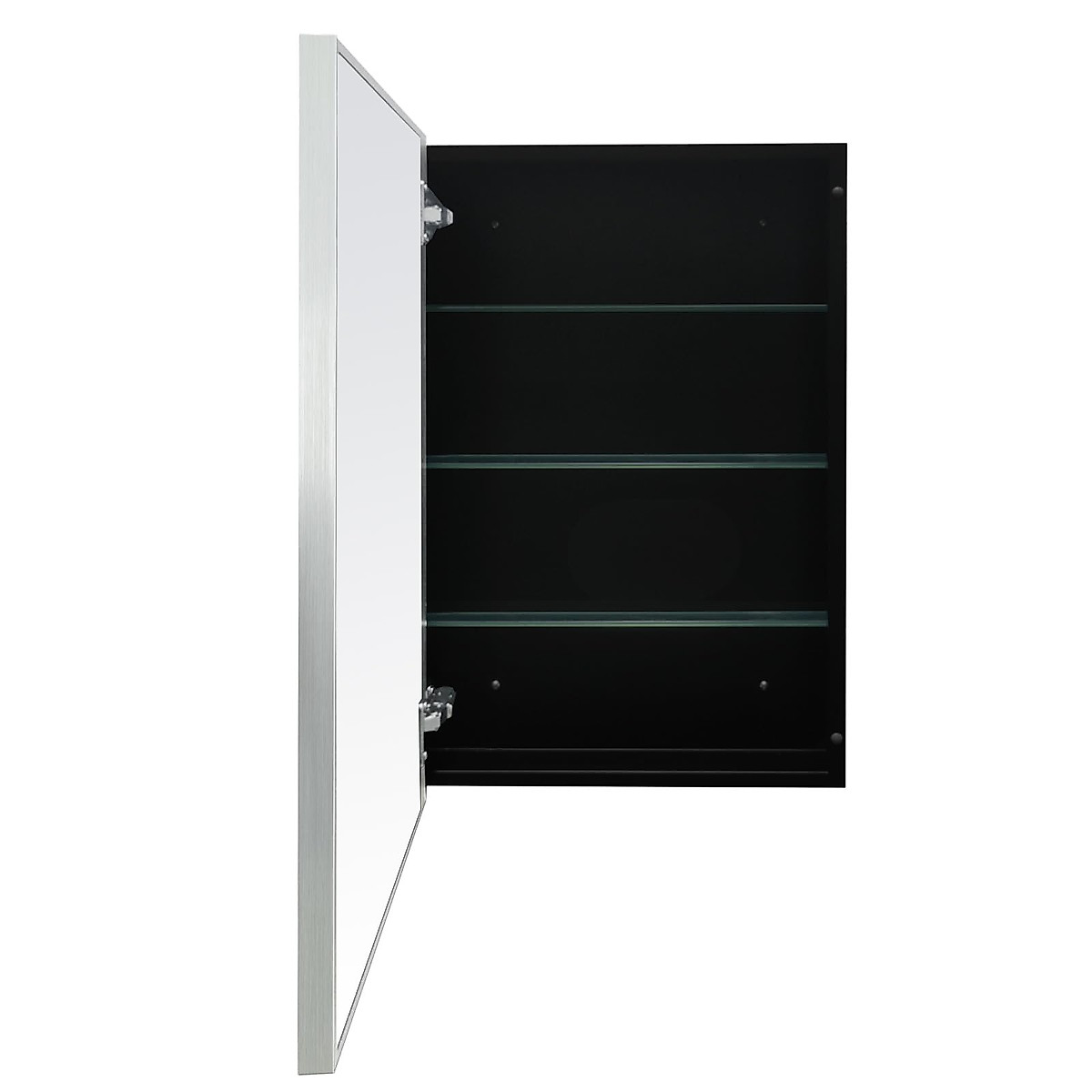 FOMAYKO Bathroom Medicine Cabinet with Mirror, Recess or Surface Mount Bathroom Vanity Mirror Cabinet,Single Door Cabinet Famerhouse Bathroom Mirror with Storage Cabinet (Brush Silver, 16"x26")