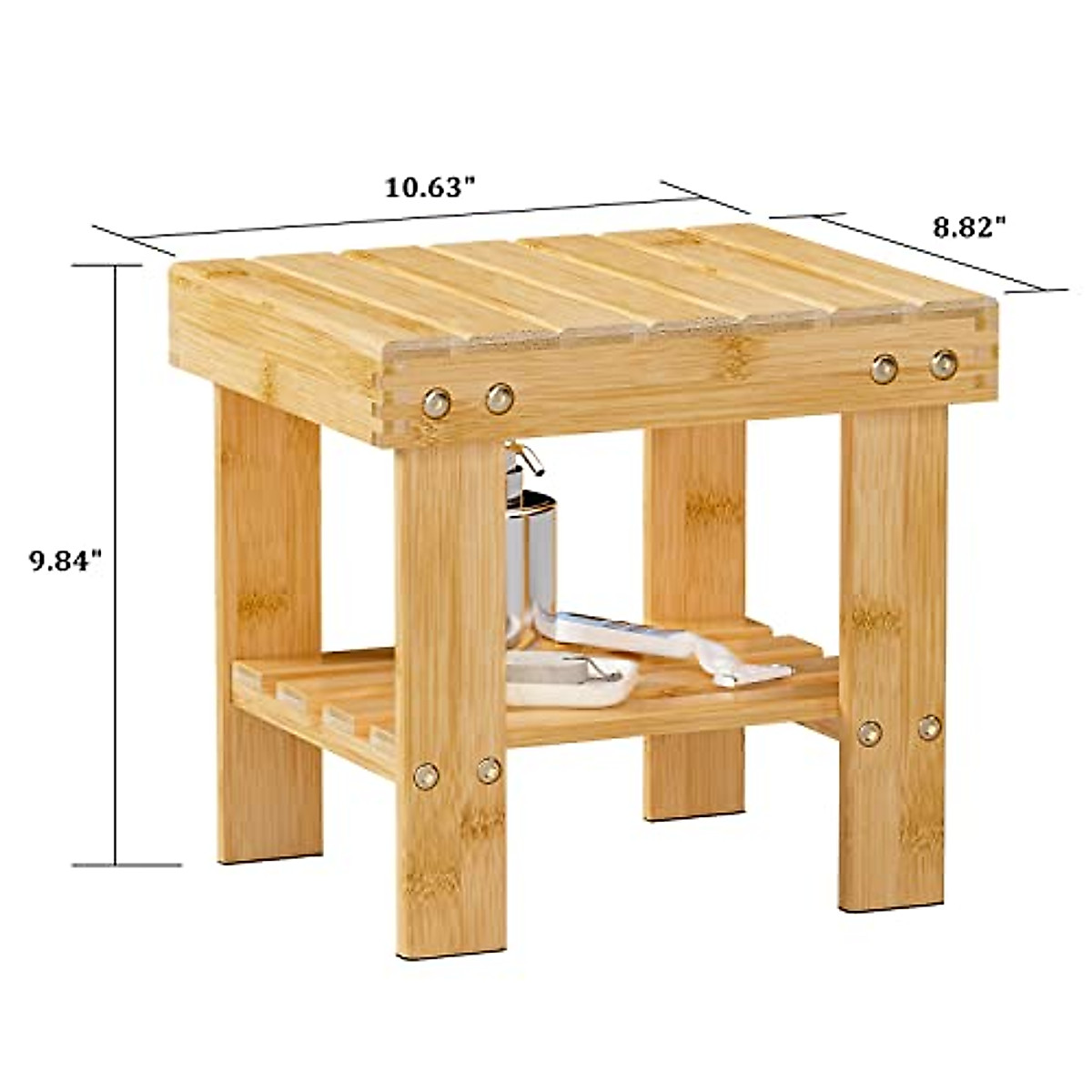 Zhuoyue Shower Stool for Shaving Legs Wooden Shower Foot Rest for Inside Shower Corner Shower Stool for Small Spaces Beige