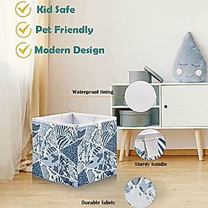 visesunny Closet Baskets Animal Skin Pattern Mosaic Style Storage Bins Fabric Baskets for Organizing Shelves Foldable Storage Cube Bins for Clothes, Toys, Baby Toiletry, Office Supply