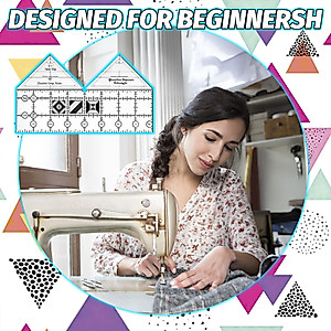 90 Degree Double Strip Ruler, Creative Double Strip Quilting Ruler 90 Degree, Quarter Square Triangle Cutting Guide for Sewing, Acrylic Clothing Design Ruler (10inch)